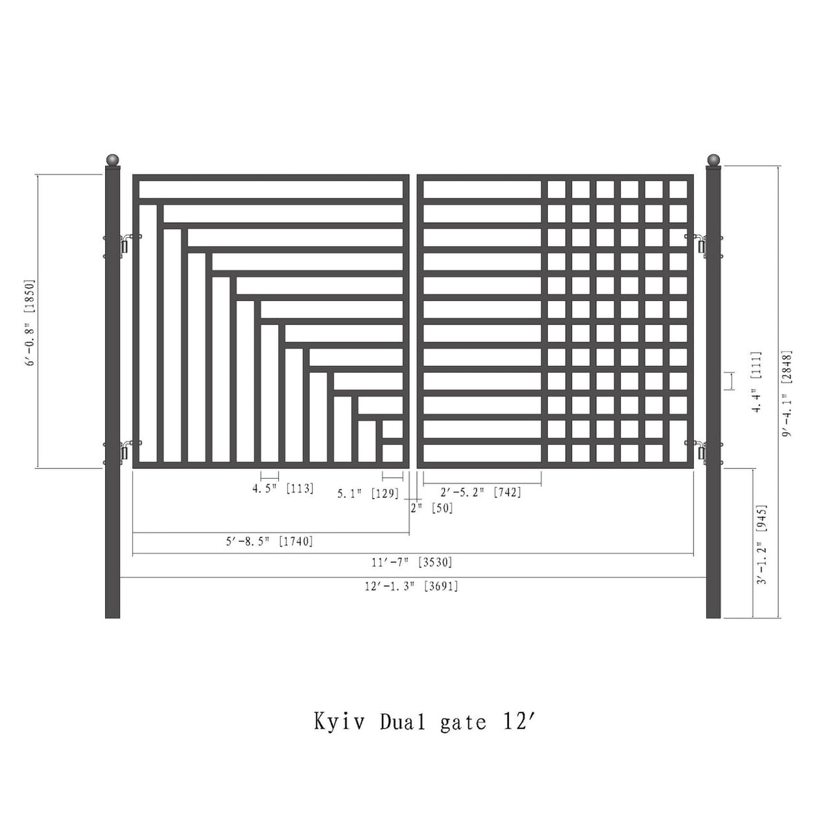 Aleko Steel Dual Swing Driveway Gate - Kyiv Style - 12 x 6 Feet - DG12 ...